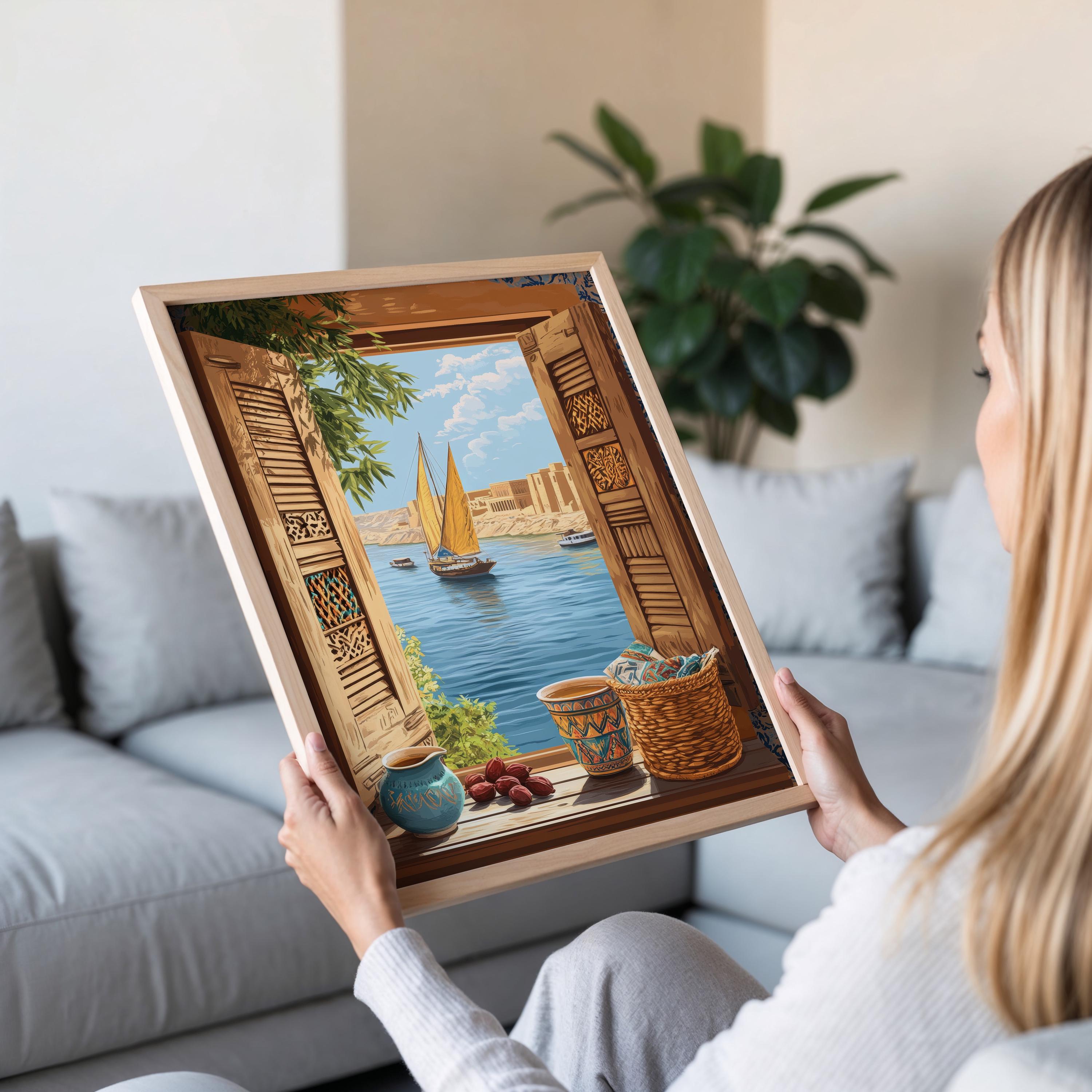 Aswan Window Illustration, Egyptian Nubian Motifs, Nile River View - Etsy