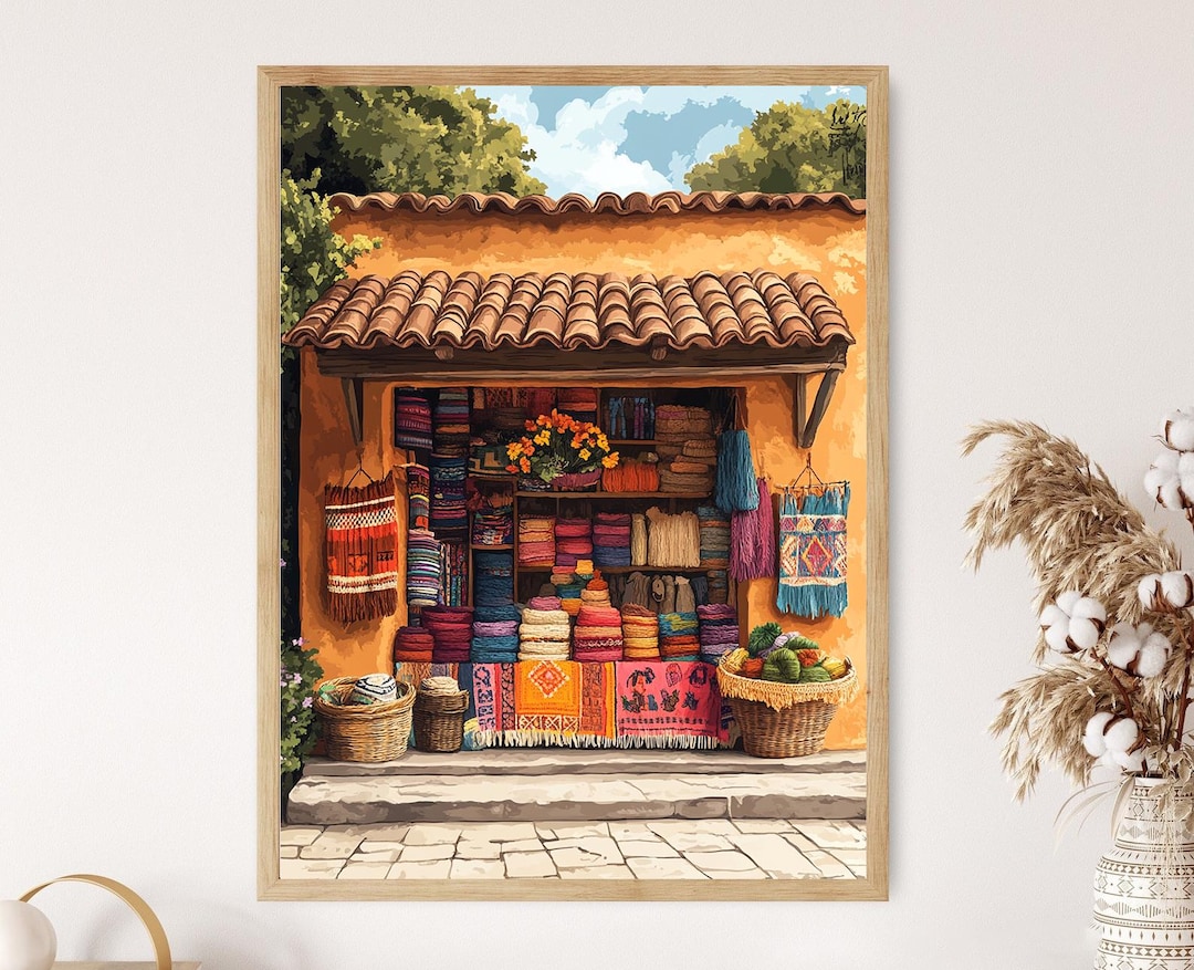 Copan Honduras Wool Corner Poster, Maya Town Yarn Stall Fine Print ...