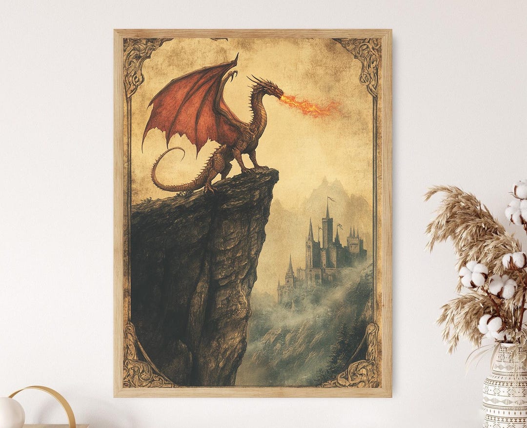 Wyvern Bestiary Illustration, Medieval Dragon Myth, Illuminated ...