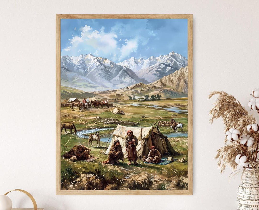 Kurdish Nomads Art Print: Colorful Folk Scene Illustration - Etsy