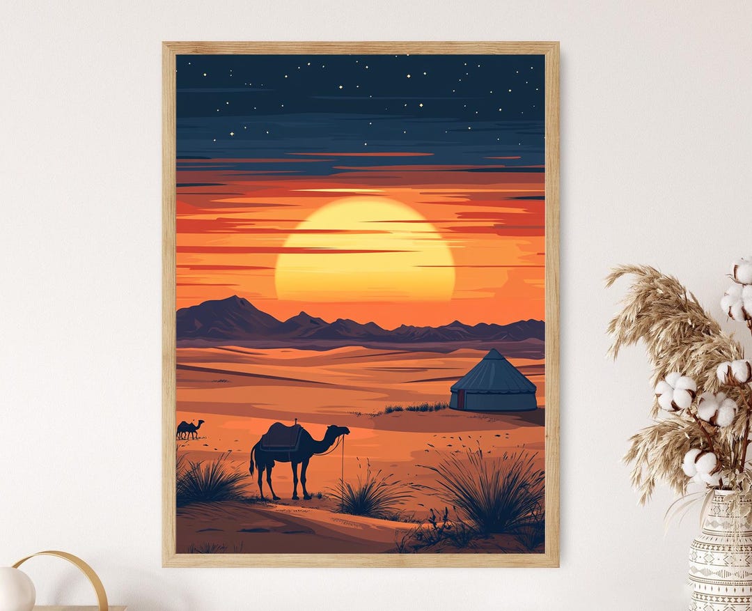 Gobi Desert Art Print, Mongolia, Lone Yurt, Starry Sky - Etsy
