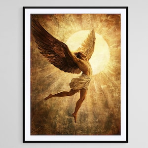 Icarus Falling Art Print, Greek Mythology Wall Art, Tragic Hero Icarus ...