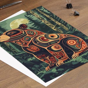 Haida Bear Art Print, Formline Style, Strength and Protection, Forest ...