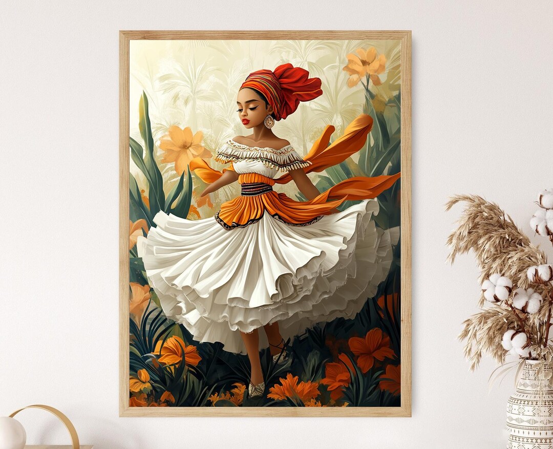 Puerto Rican Doll Art Print, Bomba Y Plena Outfit - Etsy