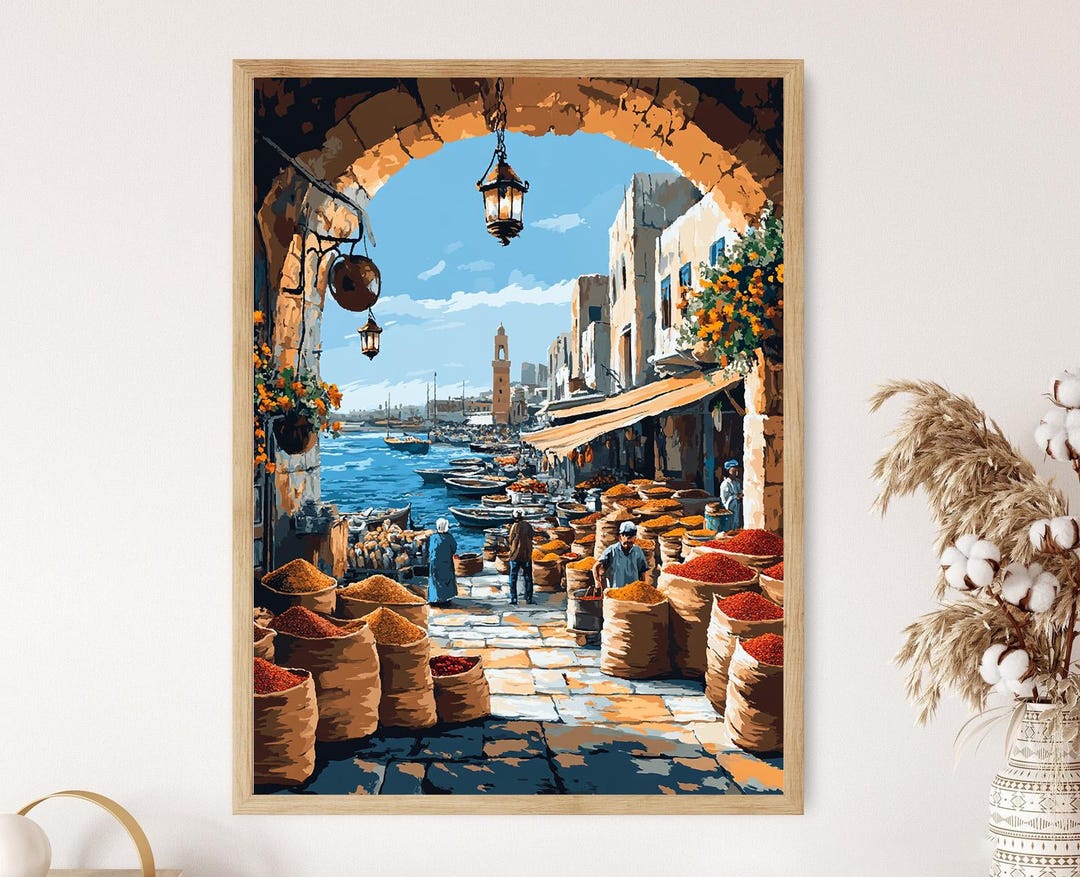 Gaza Spice Market Art Print: Palestinian Souk Illustration - Etsy