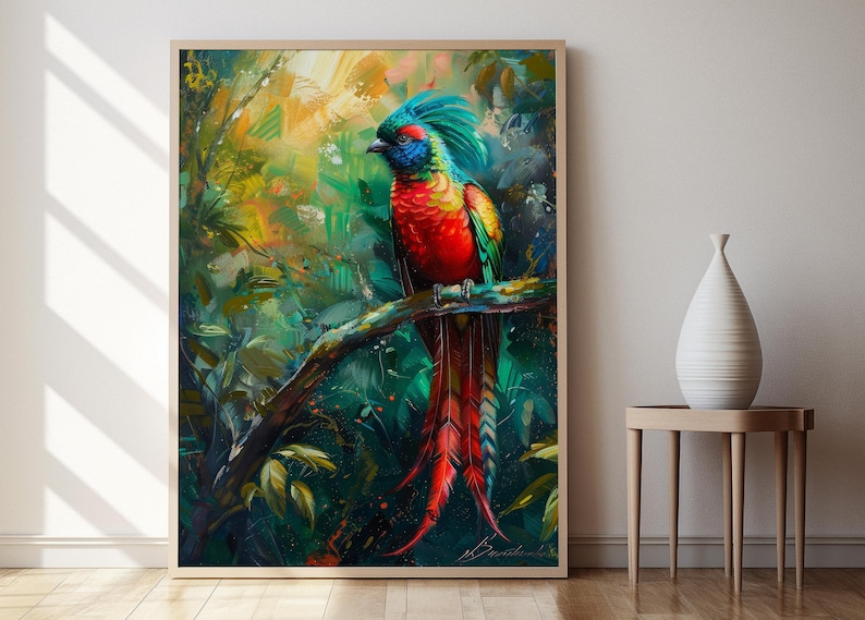 Resplendent Quetzal Wall Art - Handmade Avian Decor, Vibrant Colors ...
