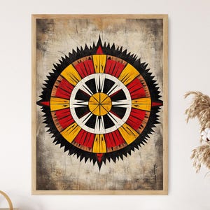 Lakota Tribal Medicine Wheel Illustration Art Print, Native American ...