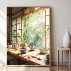 Japanese Kitchen Art Print, Traditional Ceramics and Bamboo Design - Etsy