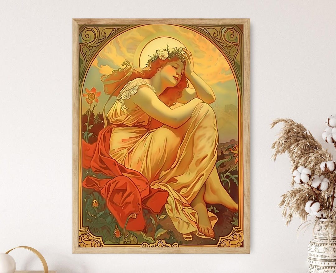 Vintage Mucha Style Artwork, Classic Nouveau Decor Print, Chic Living ...