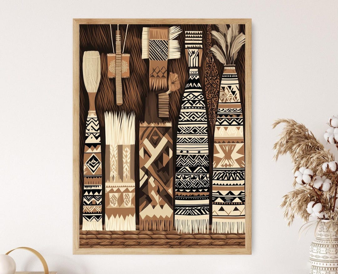 Polynesian Tapa Art Print: Traditional Pacific Island Geometric Decor ...