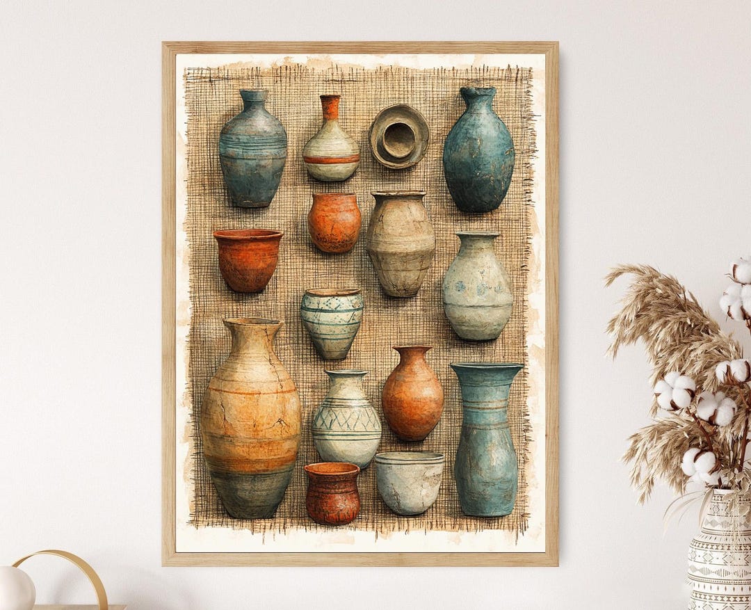 Ancient Nubian Pottery Poster, Archaeological Clay Art Print, African ...