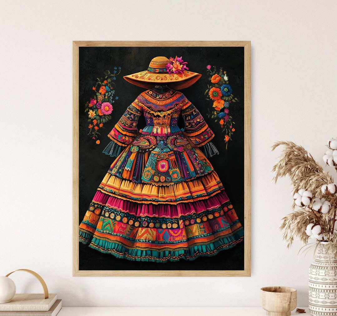 Peruvian Pollera and Chullo Hat Illustration, Traditional Andean ...