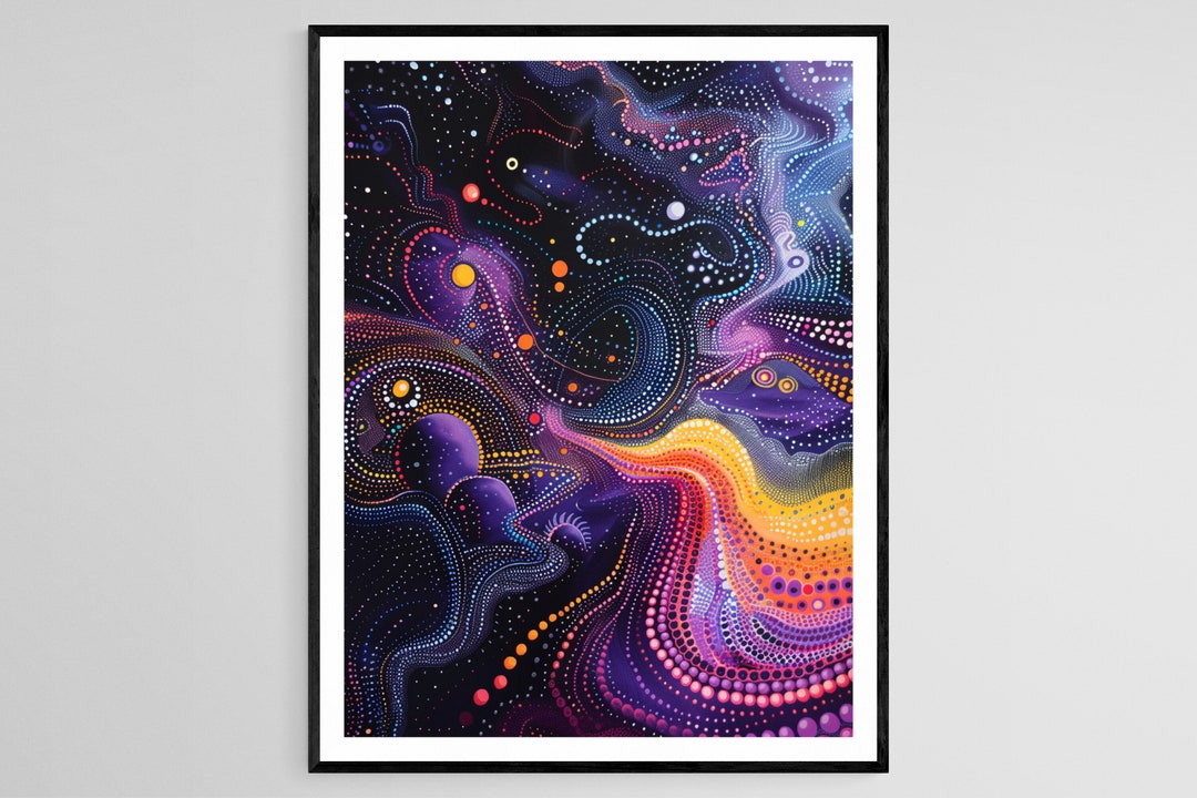 Cosmic Polka Dot Night Sky, Colorful Abstract Art Print - Etsy