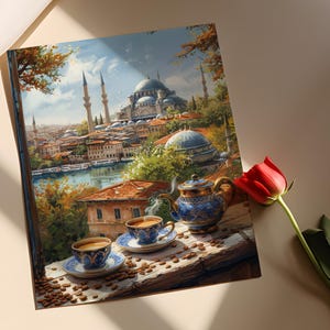 Traditional Turkish Coffee Set Print, Intricate Artwork, Ornate Cups - Etsy