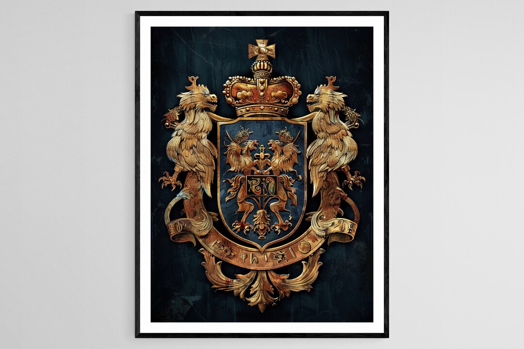 Coat of Arms Art Print, Elegant Historical Emblem Artwork, Ideal ...
