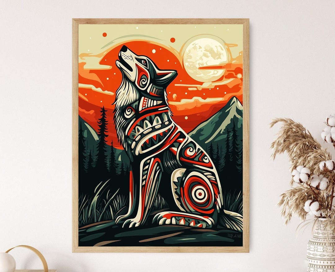 Haida Wolf Totem Print - Moonlit Formline Art - Etsy