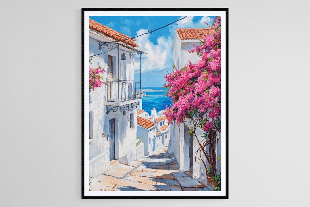 Cypriot Architecture Art Print, Mediterranean White-washed Buildings - Etsy