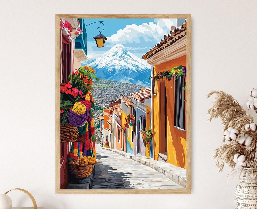 La Paz Bolivia Wool Corner Painting, Knitted Scarves Street View Poster ...