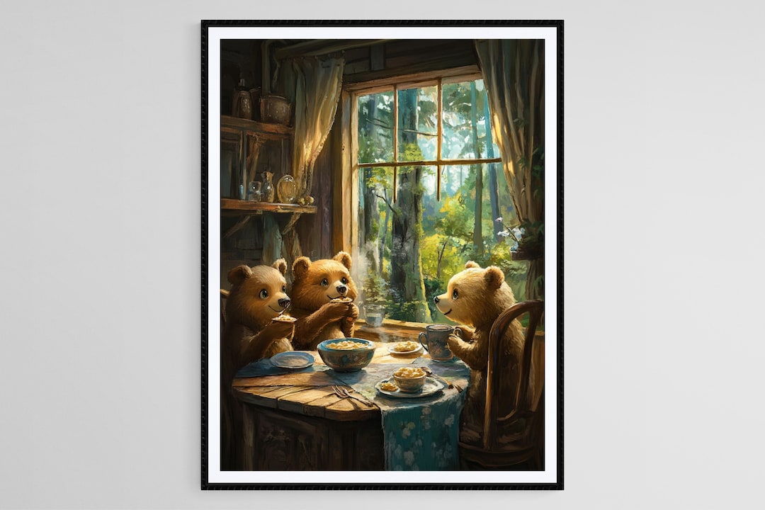 Goldilocks and the Three Bears Cottage Art Print, Fairy Tale ...