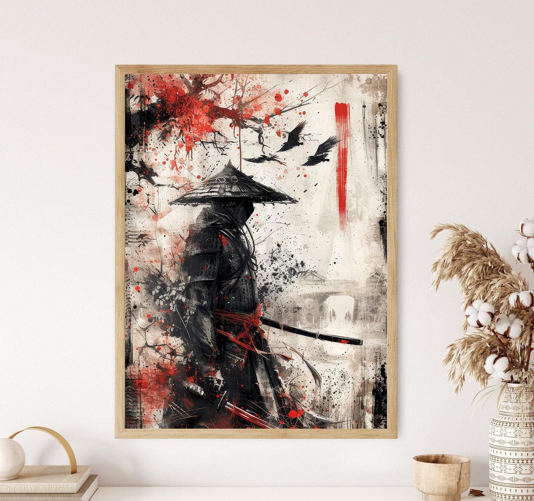 Shogun Print - Handcrafted Japanese Art, Samurai Wall Decor for Home ...