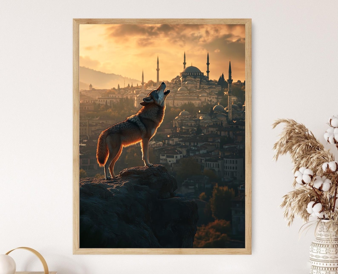 Turkish Bozkurt Gray Wolf Art Print: Turkic Steppe Heritage - Etsy