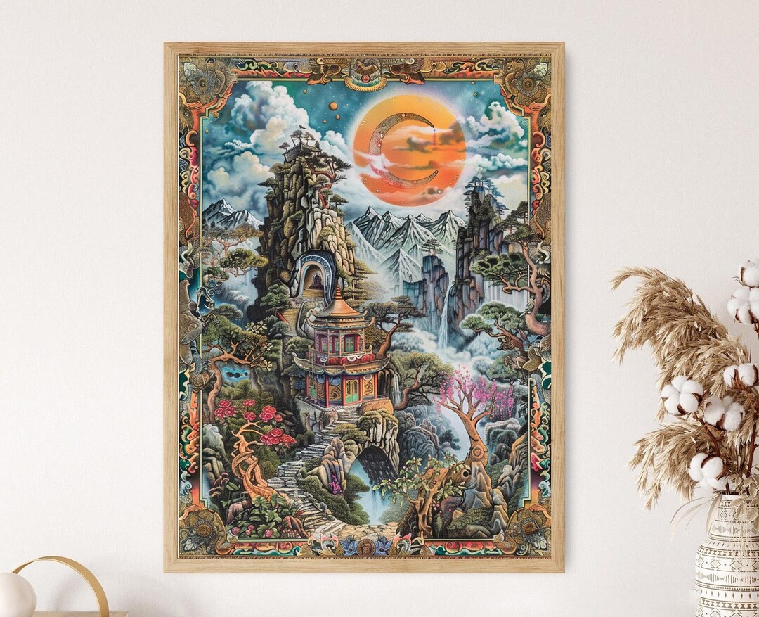 Tibetan Drawing, Sacred Symbols, Traditional Scroll Art, Deity ...