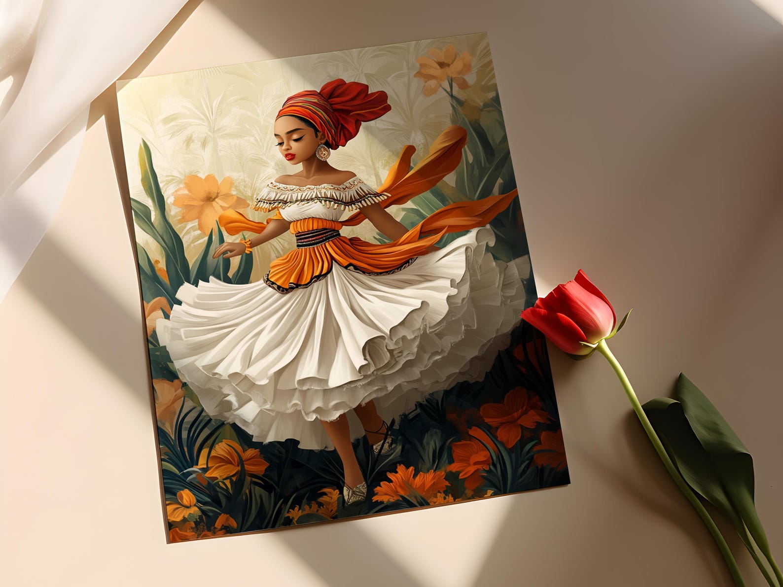 Puerto Rican Doll Art Print, Bomba Y Plena Outfit - Etsy