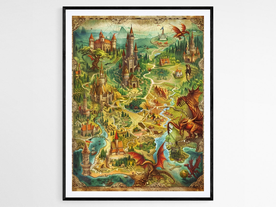 Children's Fantasy Treasure Map Detailed Playtime Map for Imaginative ...