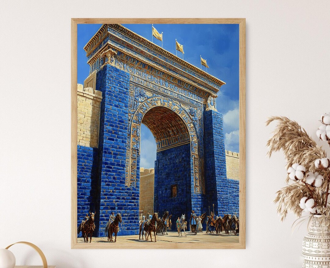 Ishtar Gate Babylonian Art Print, Iconic Blue Bricks and Mythical ...