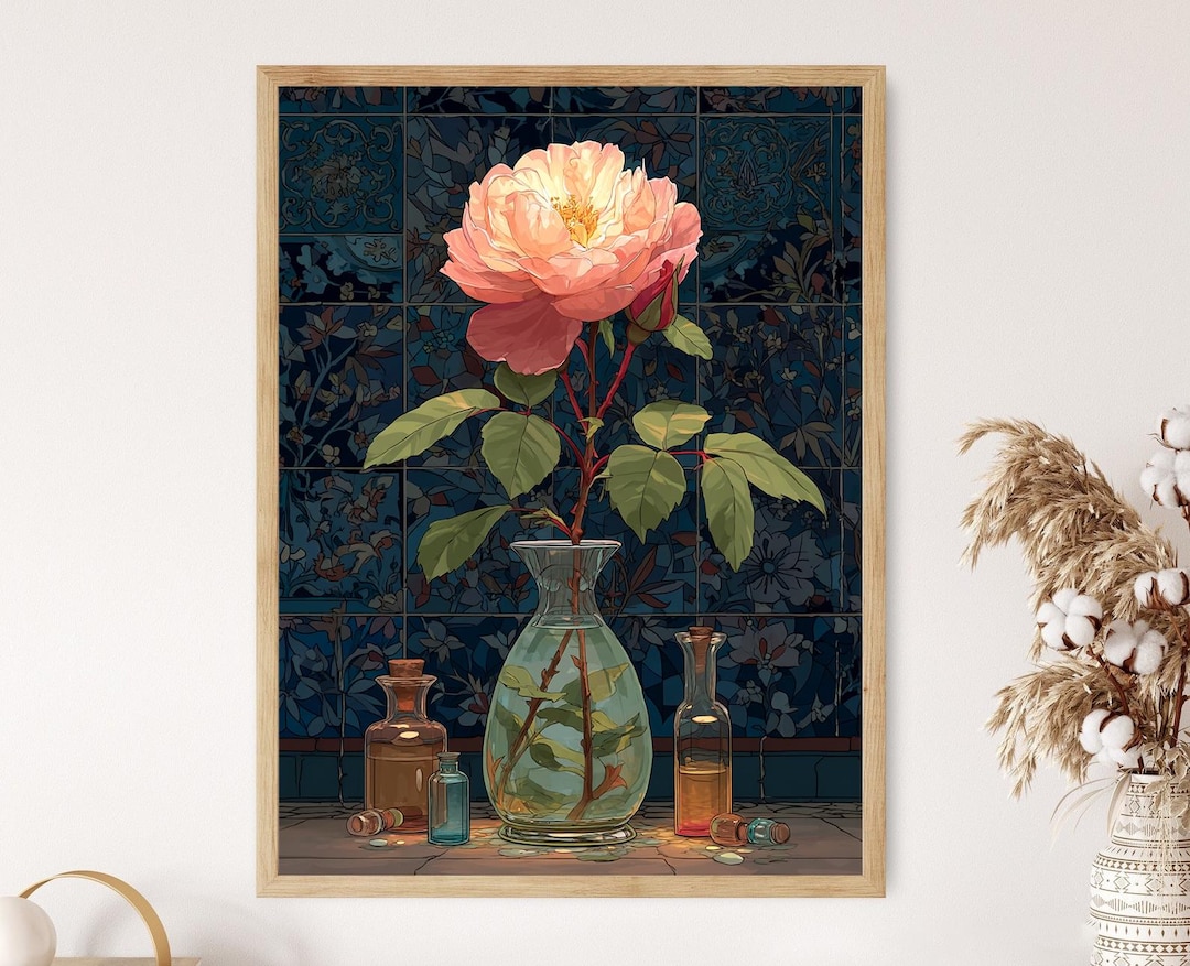 Damask Rose Art Print: Middle Eastern Botanical Illustration, Love ...