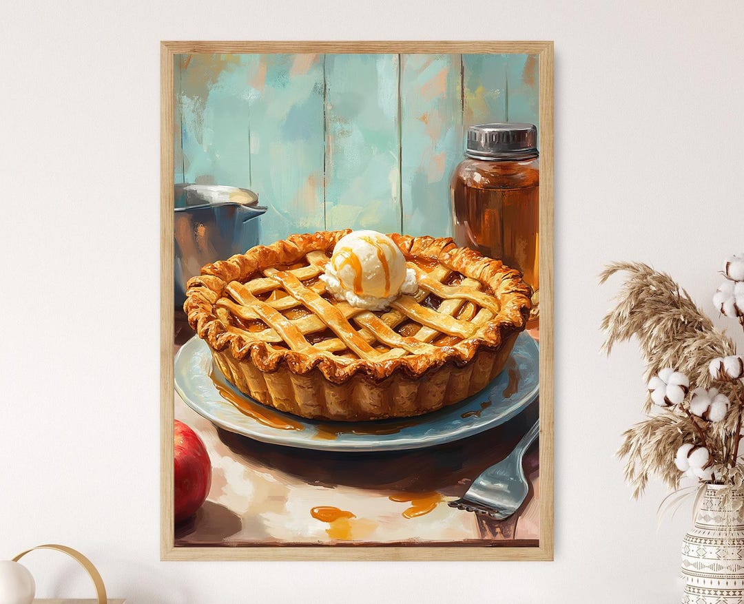 Apple Pie Art Print, Lattice Crust With Vanilla Ice Cream - Etsy