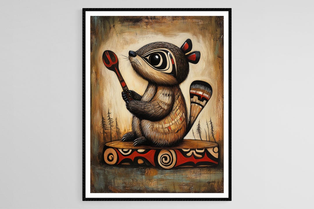 Haida Beaver Art Print, Symbol of Diligence, Native American Wall Art ...