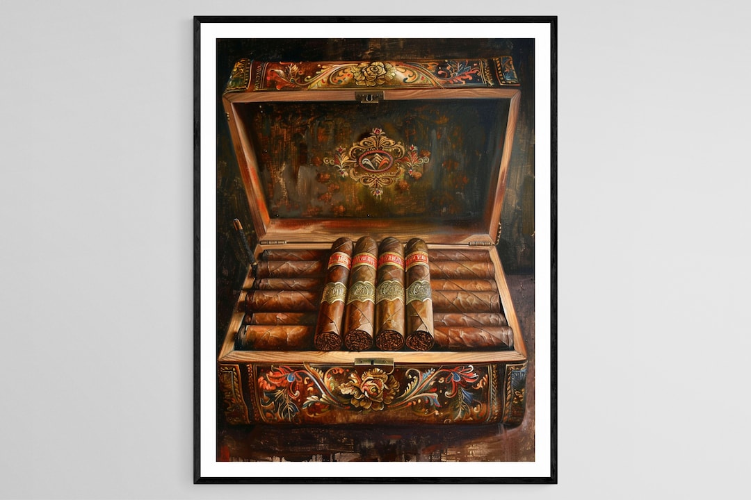 Vintage Cuban Cigar Box Print, Handcrafted Rustic Art for Living Room ...