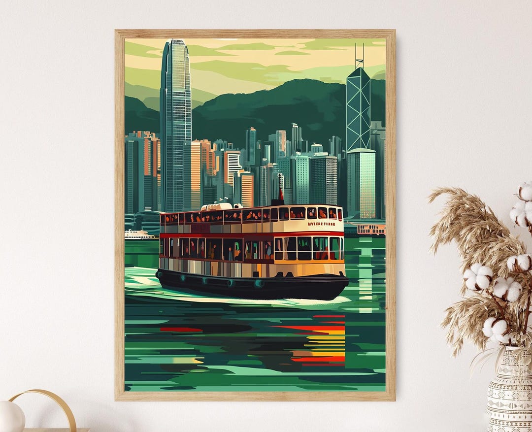 Star Ferry Crossing Art Print, Victoria Harbour and Hong Kong Island - Etsy