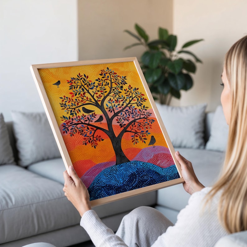 Gond Tree Art | Hand-painted Tribal Design | Indian Folk Wall Decor - Etsy