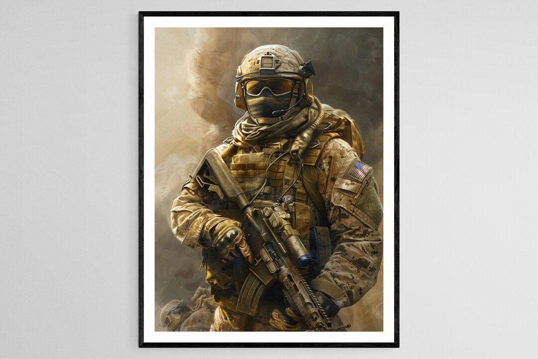 US Navy Seal Poster, Detailed Soldier Print, Inspirational Wall Hanging ...