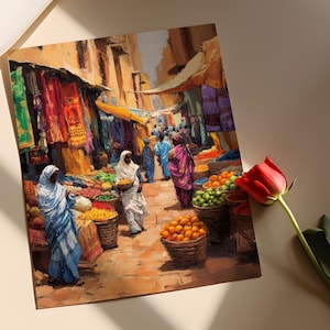 Sudanese Marketplace Art Print, African Market Scene, Vibrant Sudan ...
