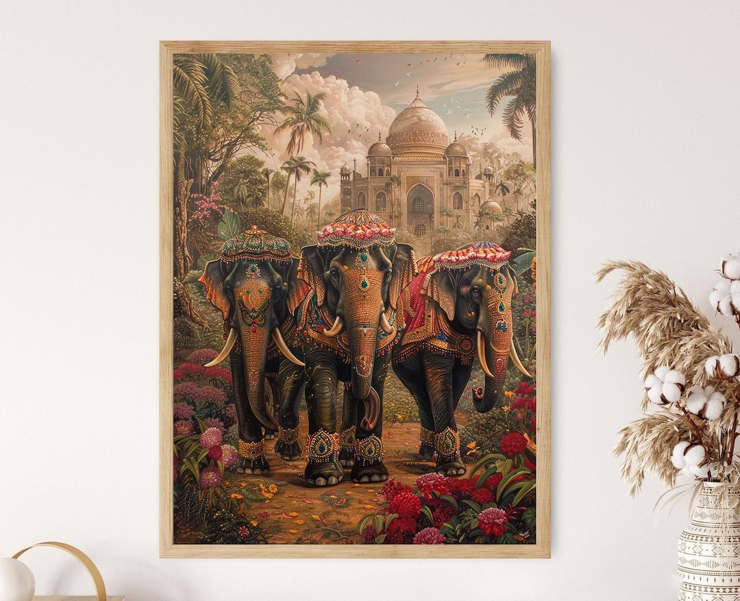 Majestic Elephants of India Art, Cultural Painting - Etsy