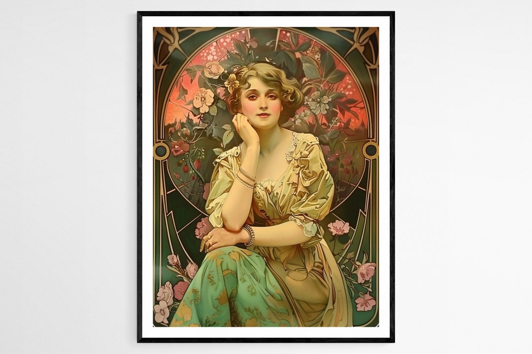 Alphonse Mucha Style Art Print, Vintage Inspired Decorative Wall Art ...