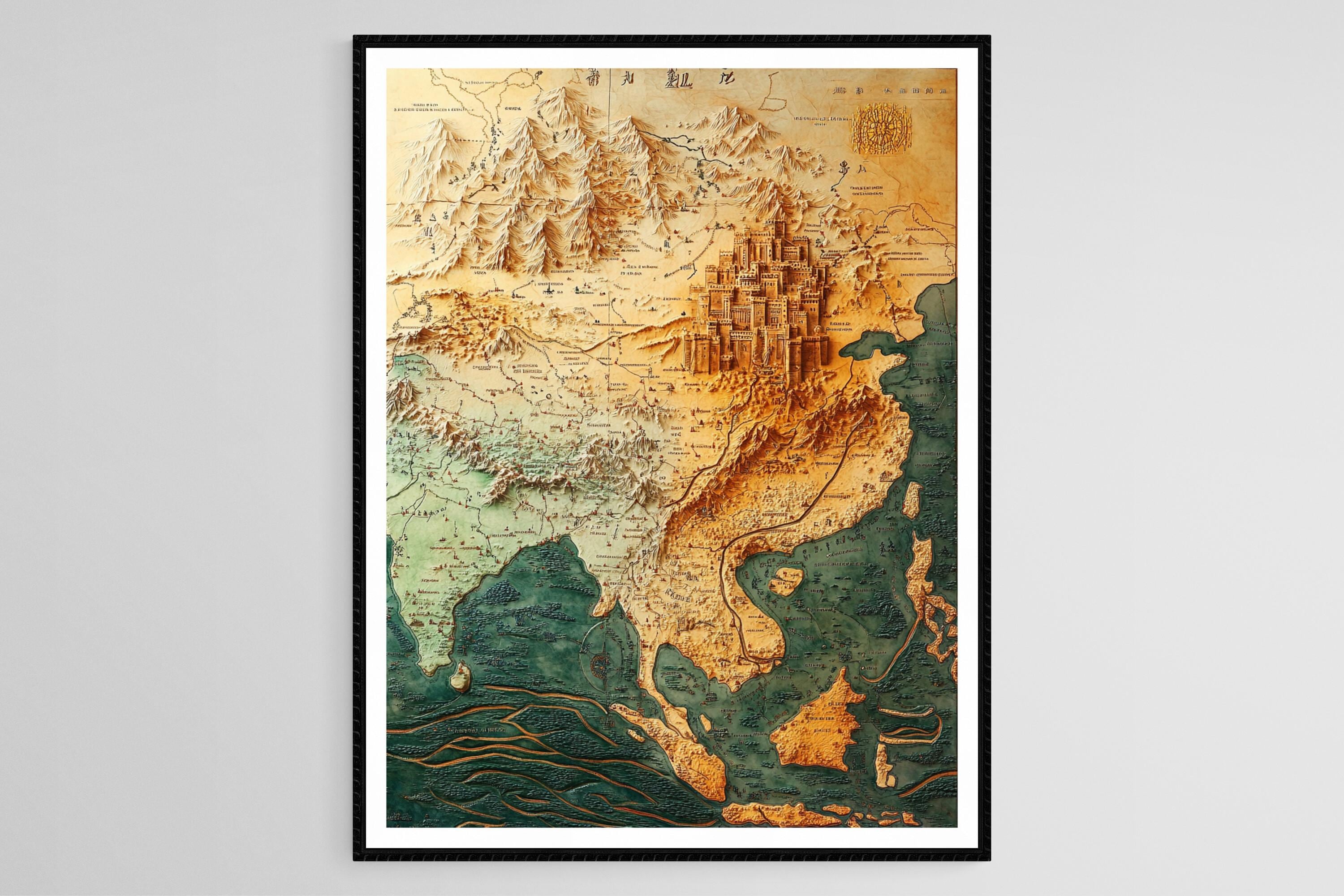 Mongol Empire Map Art Print, Vast Territories, Historical Geography ...