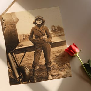 Female Aviator Pilot, Early 1900's. Vintage American Military Photo ...