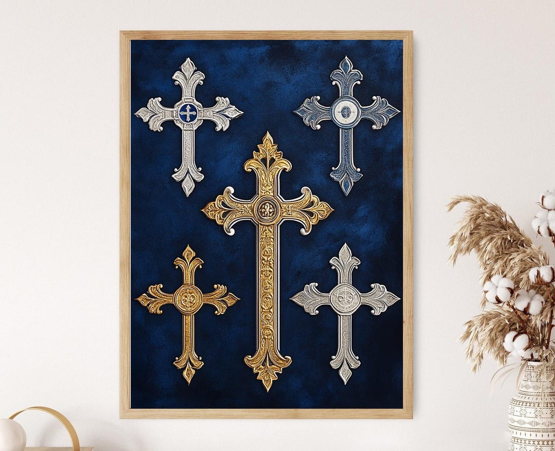 Silver Coptic Cross Art Print, African Christian Decor - Etsy