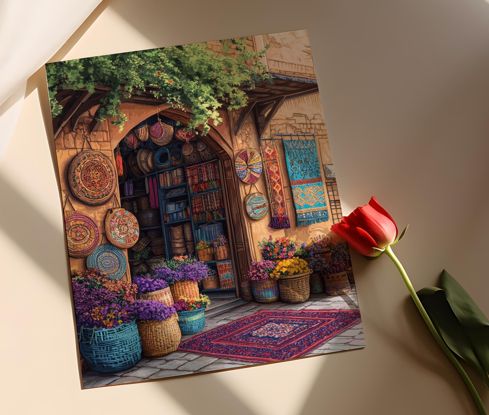 Handwoven Baskets Art Print, Iranian Market Scene - Etsy