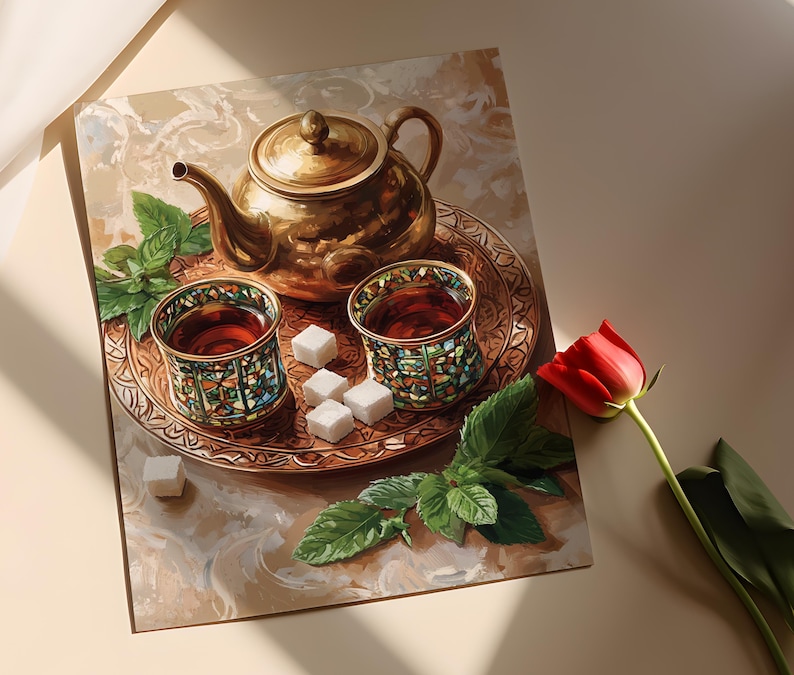 Syrian Tea Set With Mosaic Designs Art Print, Traditional Heritage ...