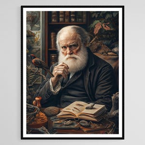 Charles Darwin Portrait Art Print, Evolutionary Scientist, Naturalist ...