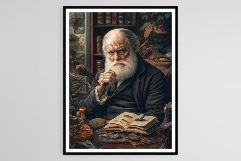 Charles Darwin Portrait Art Print, Evolutionary Scientist, Naturalist ...