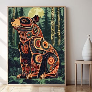Haida Bear Art Print, Formline Style, Strength and Protection, Forest ...