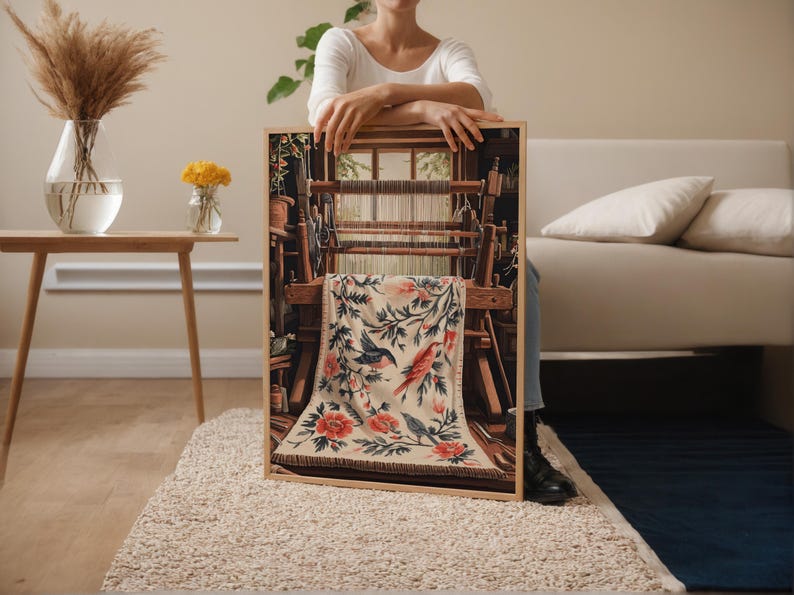 Bangladeshi Nakshi Kantha Art Print, Bird and Vine Motif Poster ...