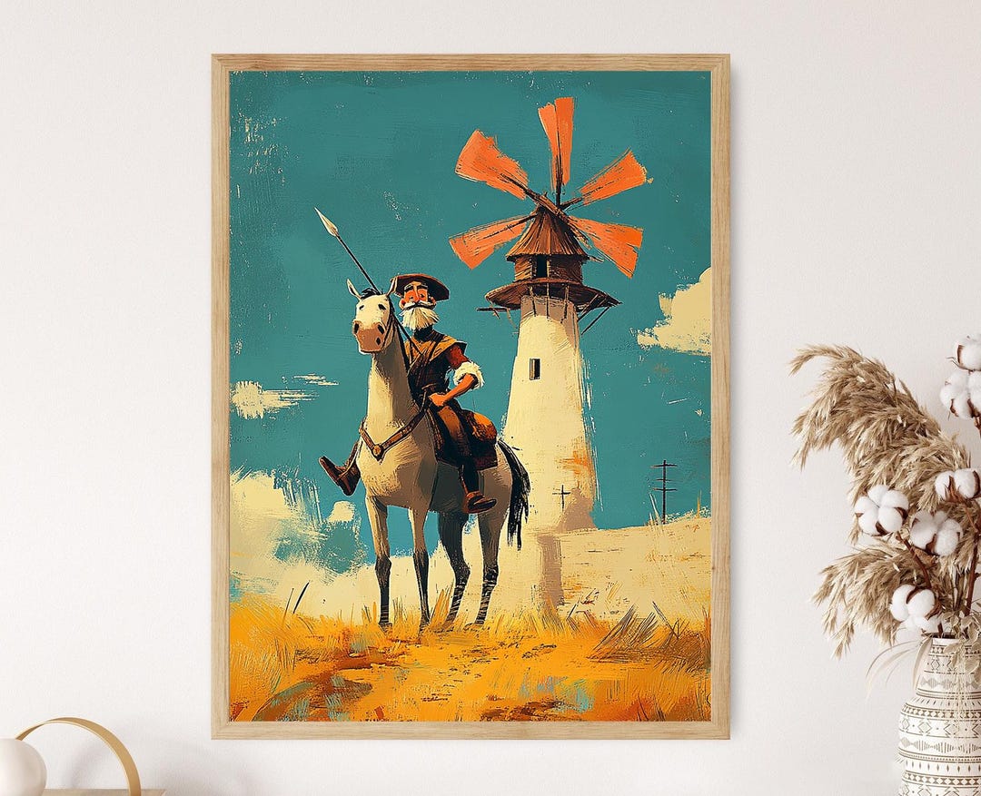 Don Quixote Art Print, Classic Literary Character Illustration, Spanish ...
