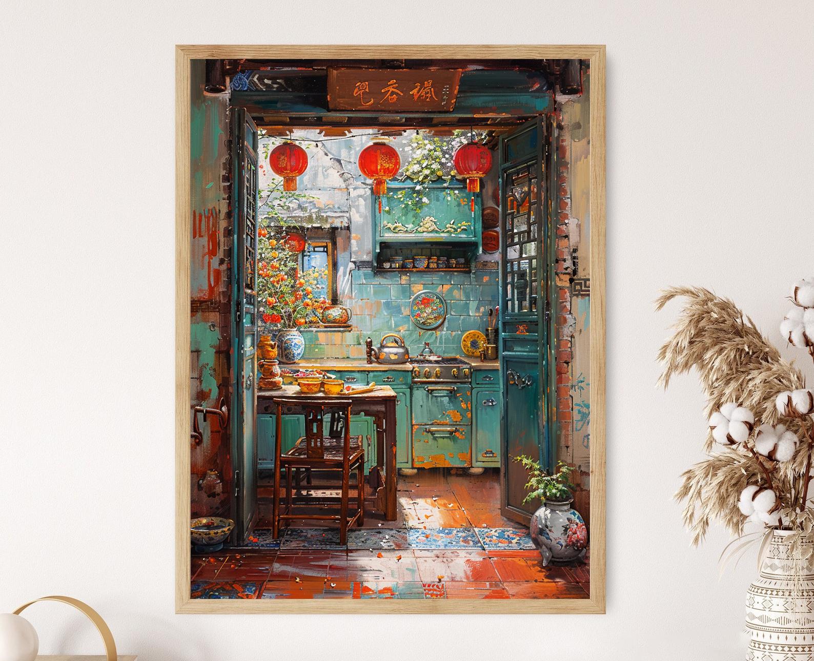 Exquisite Traditional Chinese Kitchen Art, Detailed and Vibrant Home ...